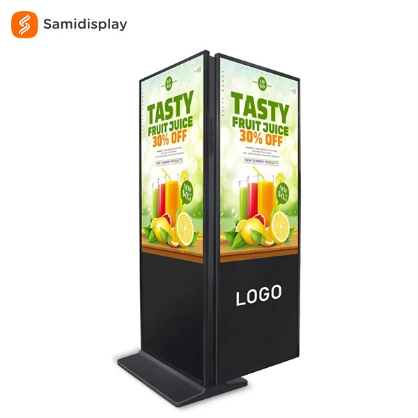 freestanding double-sided lcd advertising signage display kiosk
